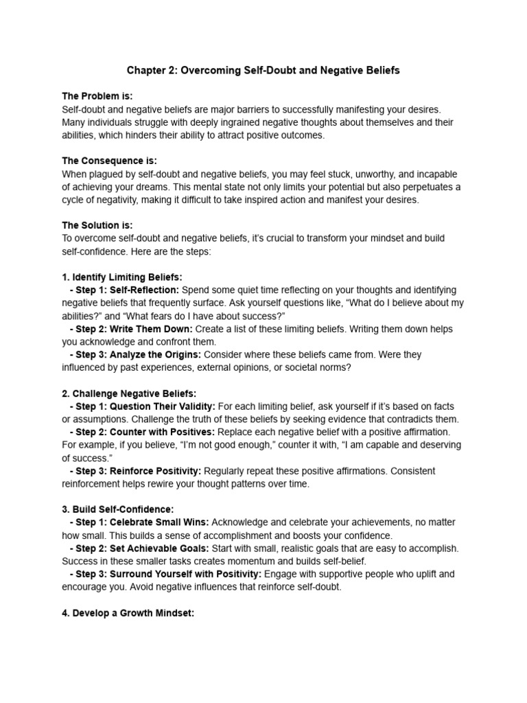 Chapter 2 Overcoming Self-Doubt and Negative Beliefs | PDF