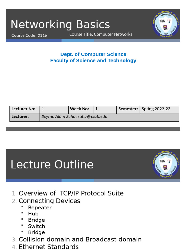CN Lecture 1 Networking Basics-TCP IP Model | PDF