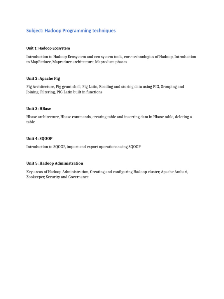 Hadoop Programming Techniques | PDF