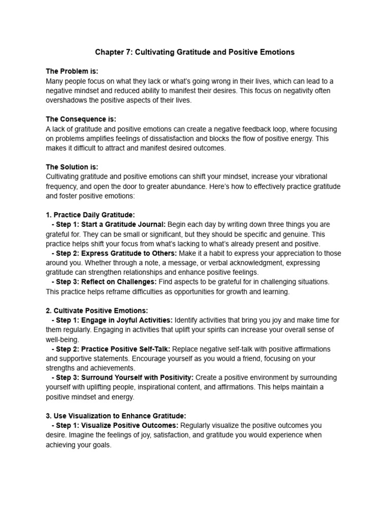 Chapter 7 Cultivating Gratitude and Positive Emotions | PDF