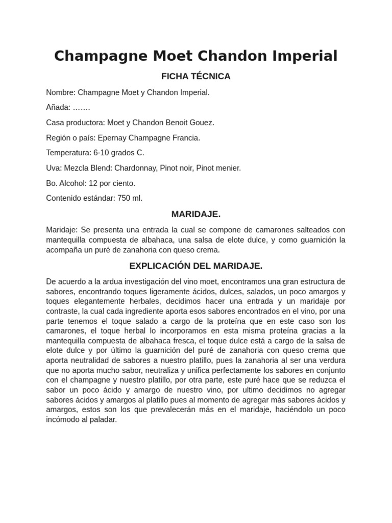 Champagne Moet Chandon Imperial | PDF