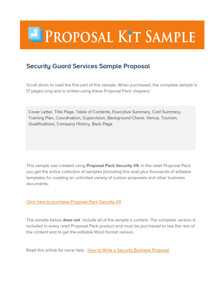 Security Services Sample Proposal | PDF