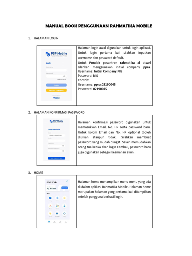 Manual Book Penggunaan Rahmatika Mobile | PDF