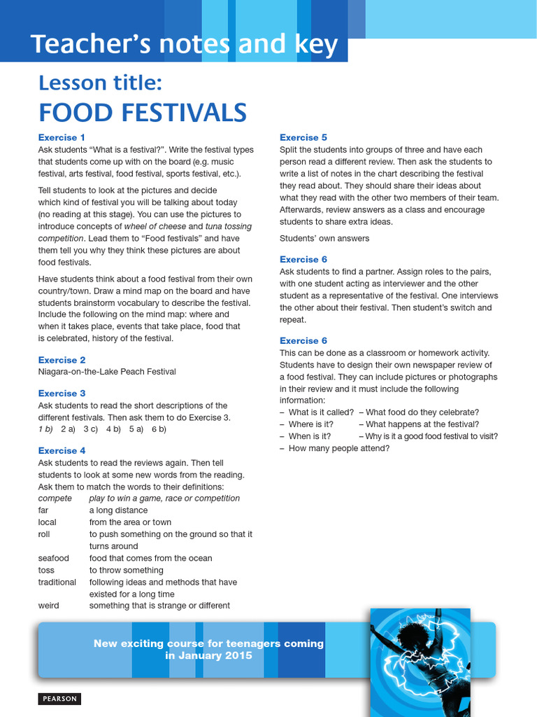 Teacher Notes Food Festivals | PDF