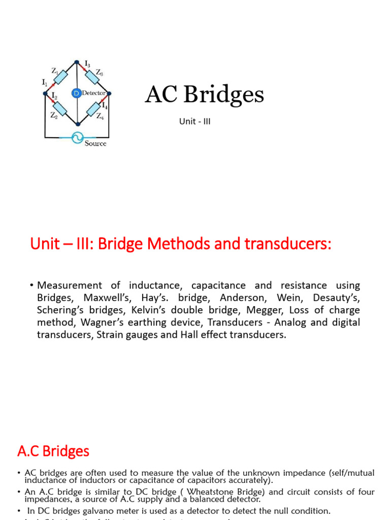 Unit 3 AC Bridges and Transducers | PDF | Deformation (Engineering) | Amplifier
