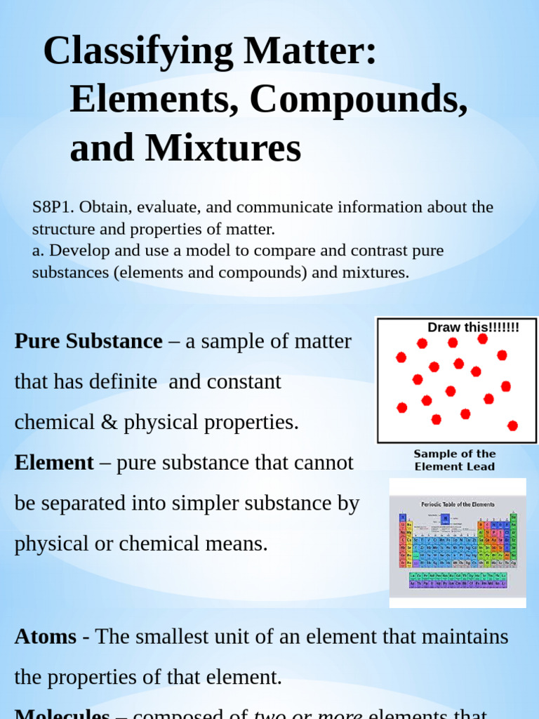 Elements Compounds and Mixtures | PDF