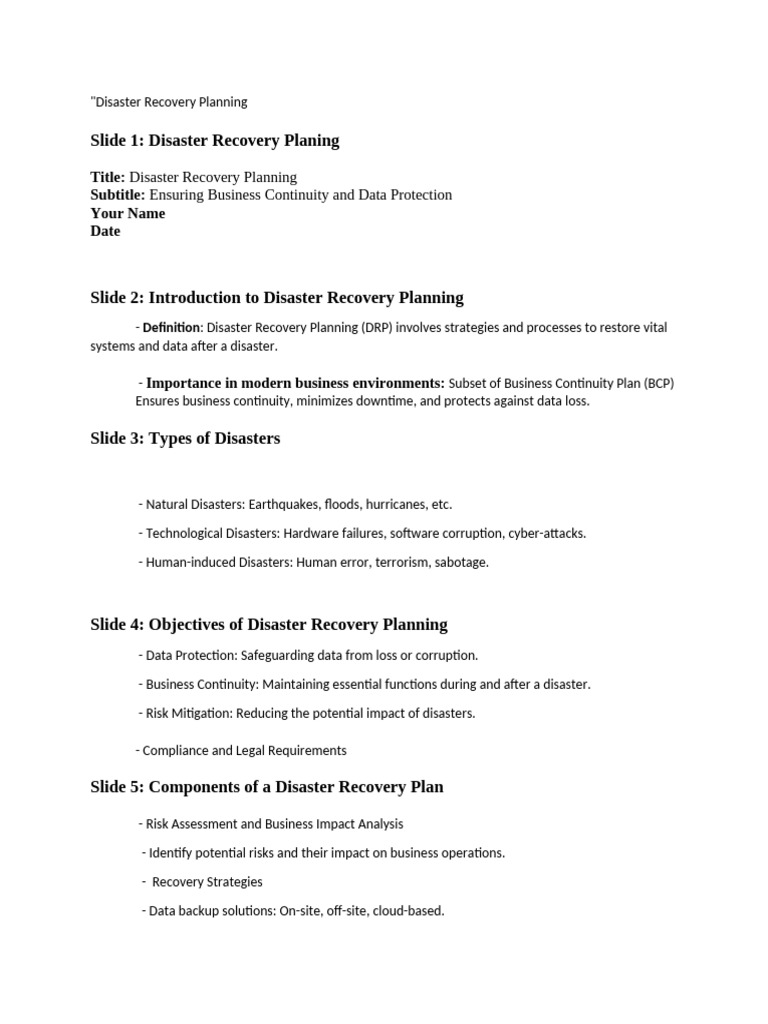 Disaster Recovery Planning | PDF