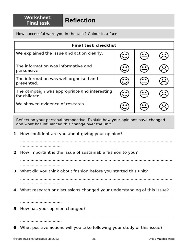 GP6 TG Unit 1 Final Task Worksheet | PDF