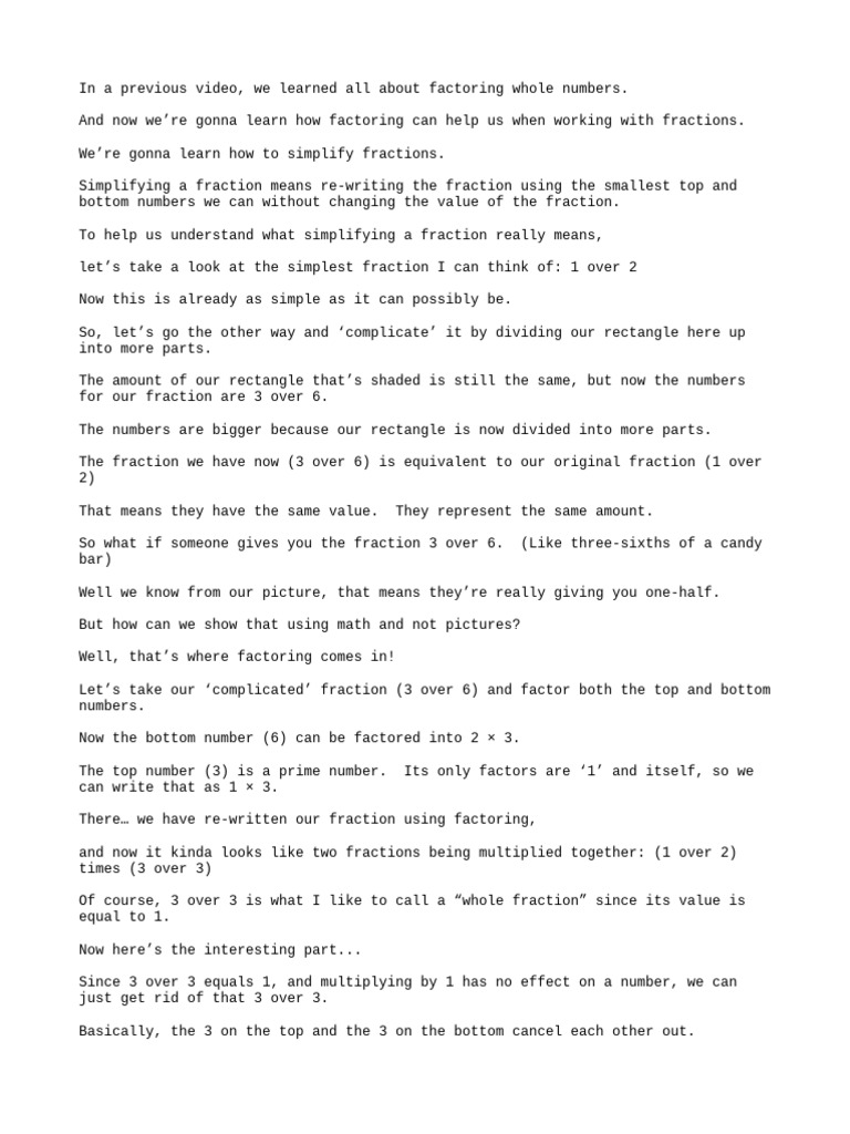 (English) Math Antics - Simplifying Fractions (DownSub - Com) | PDF ...