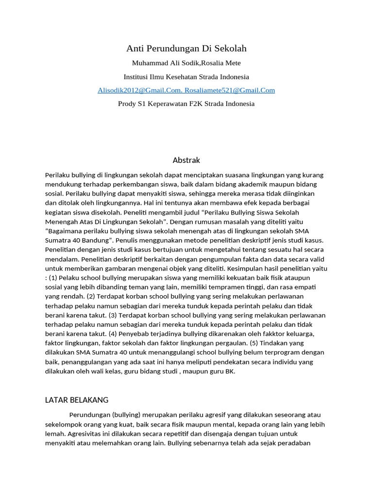 Anti Perundungan Di Sekolah Pdf
