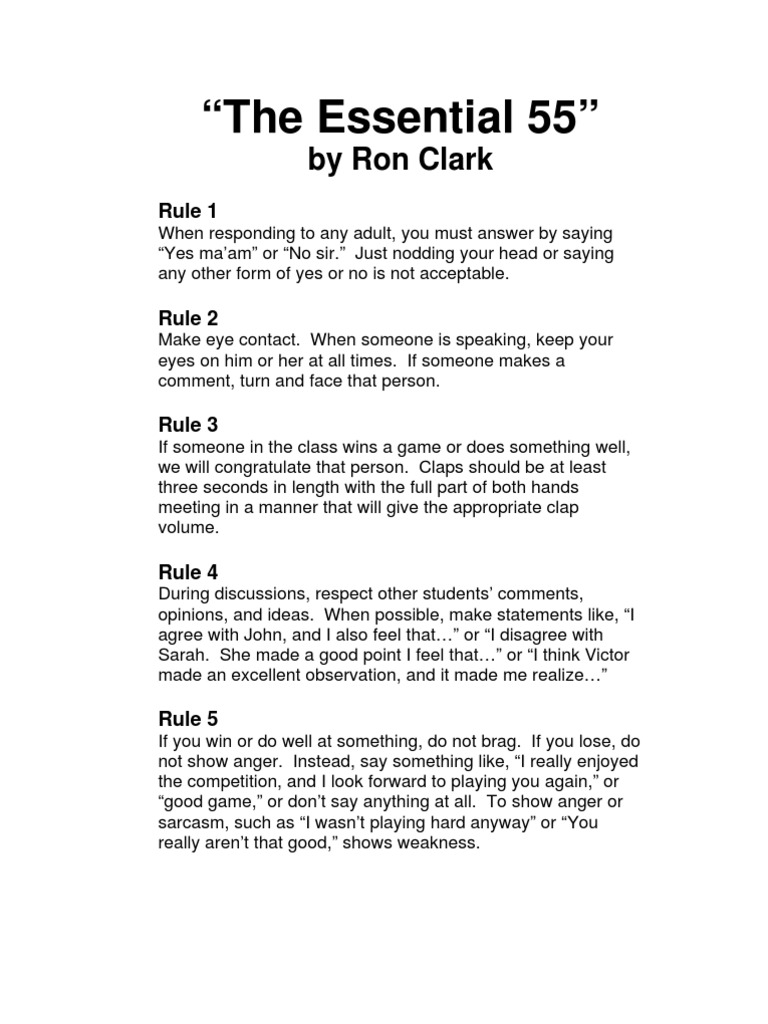 The Essential 55 - Ron Clark | PDF | Waiting Staff | Tableware