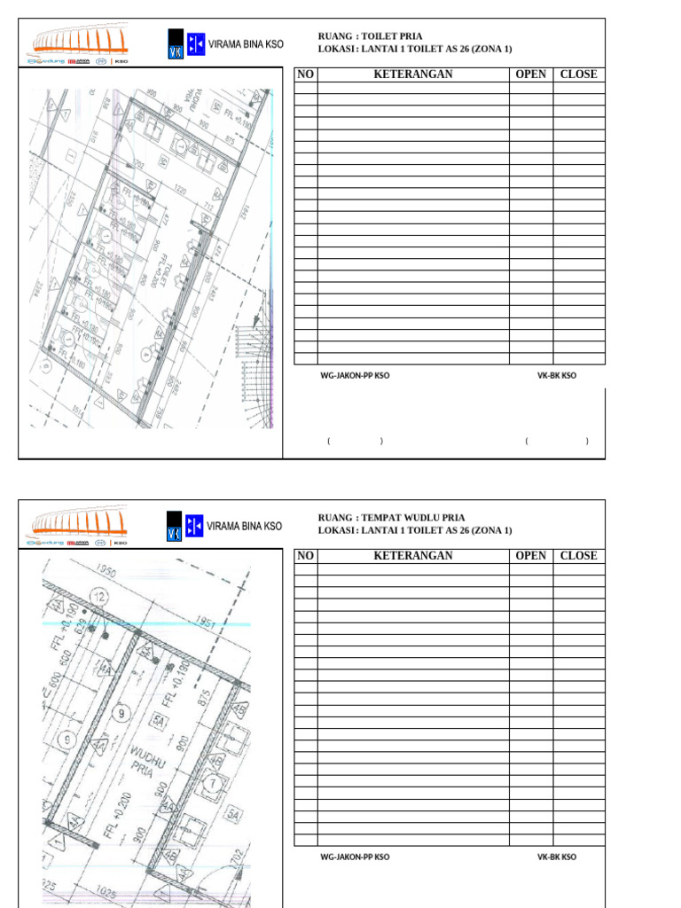 Form Ceklist Ruangan (Kosongan) | PDF