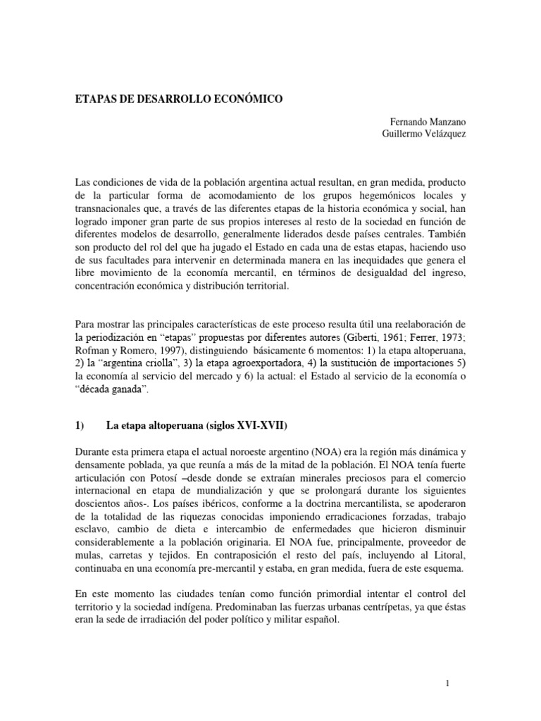 Etapas de Desarrollo Economico | PDF