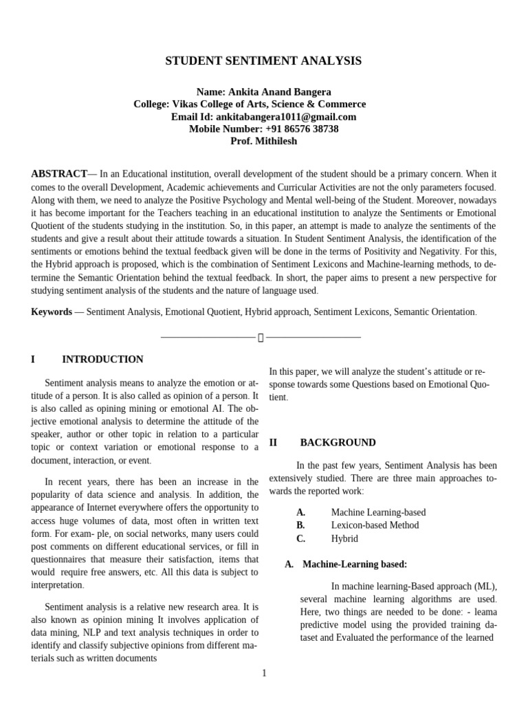 Sentiment Analysis - Research Paper | PDF | Machine Learning | Computers