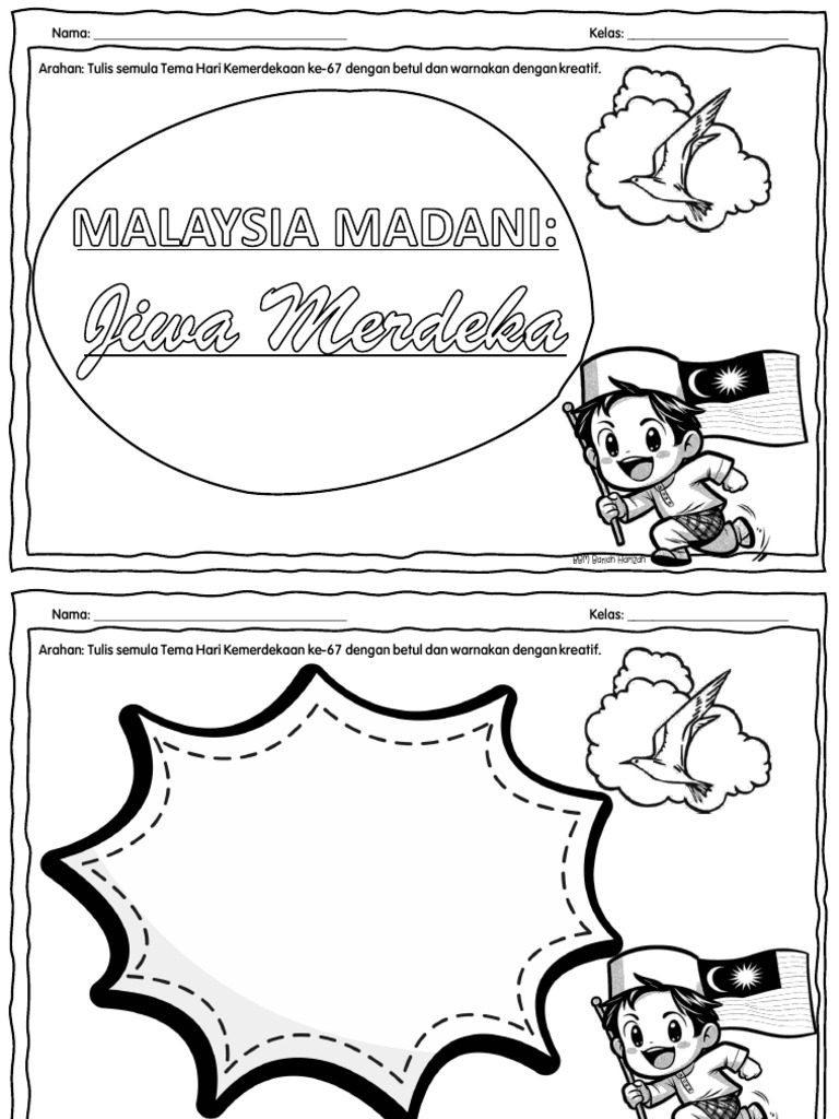 Lembaran Menulis Tema Merdeka Ke67 | PDF