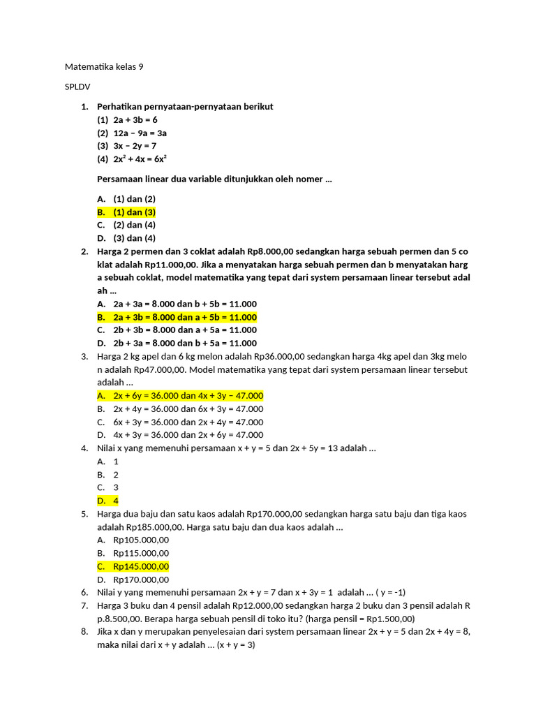 Matematika Kelas 9 | PDF | Metode & Bahan Ajar | Griya & Taman