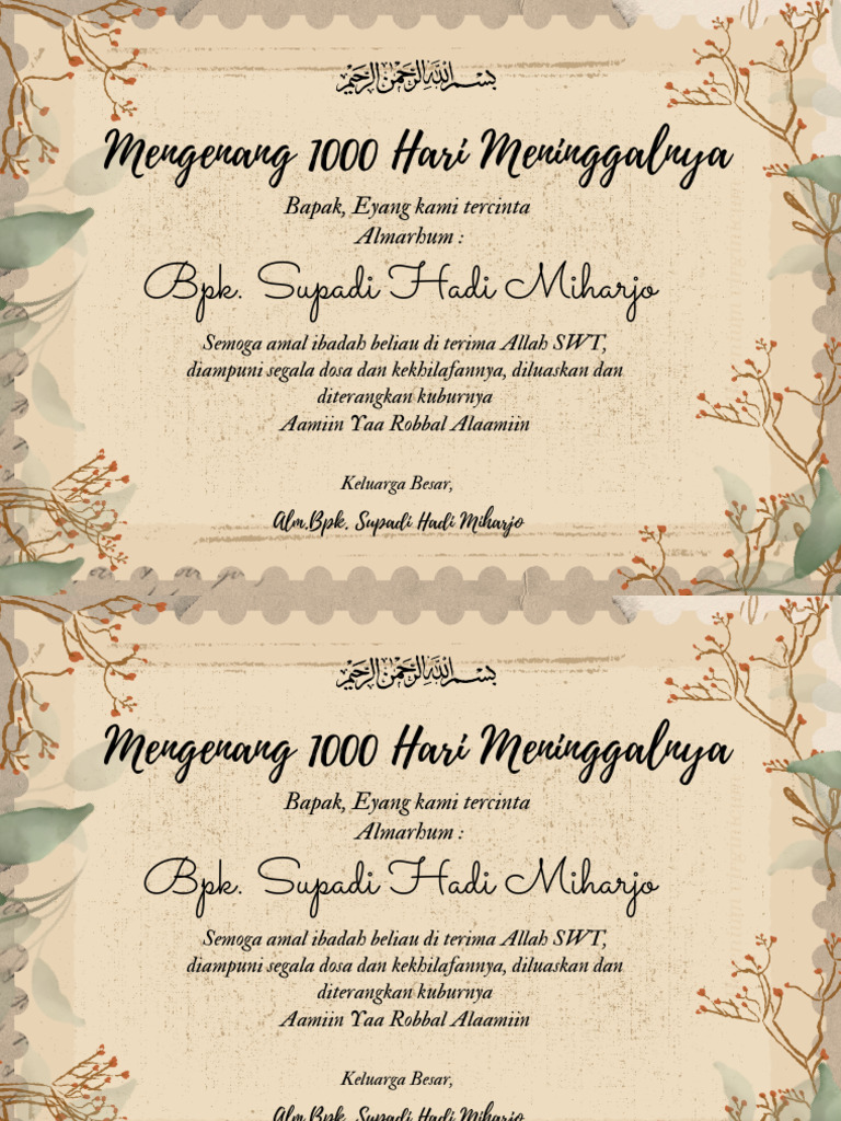 Mengenang 1000 Hari MENINGGALNYA | PDF