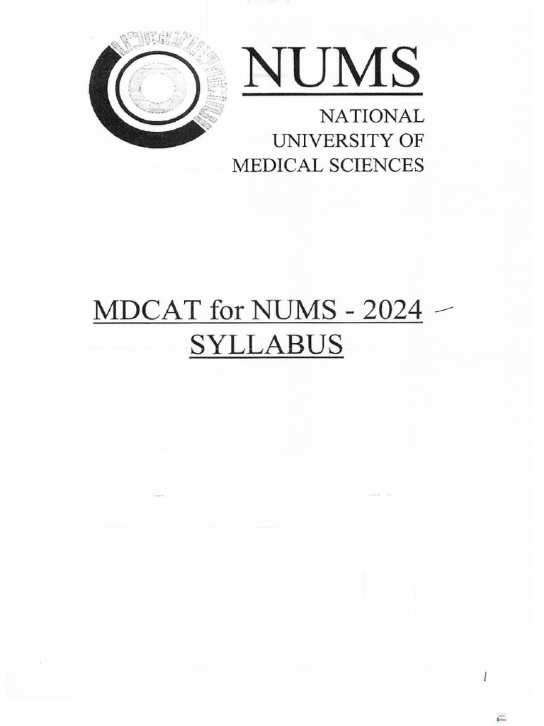 2024 MDCAT NUMS Syllabus1718887277 | PDF
