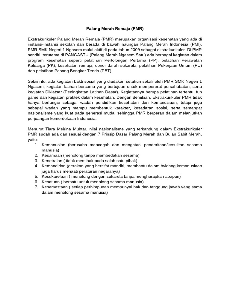 Palang Merah Remaja (PMR) | PDF Palang Merah Remaja (PMR) | PDF