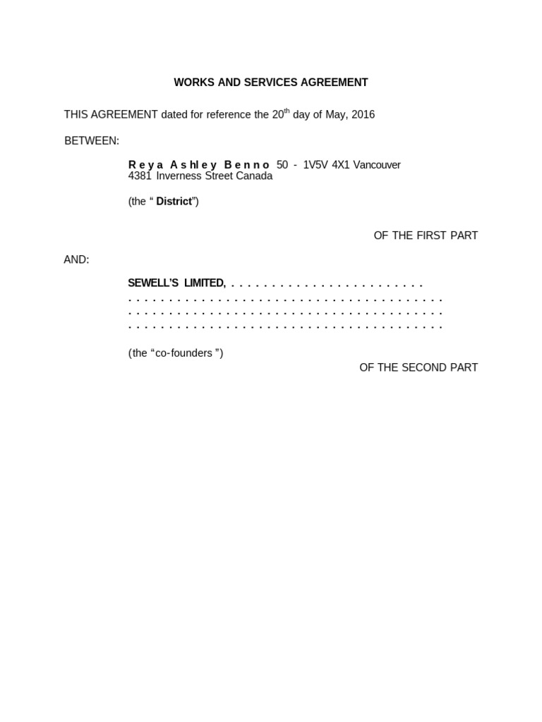 7 - Appendix J - Works and Services Agreement | PDF