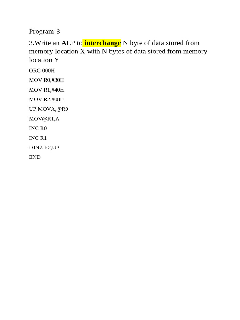 Microcontroller Lab experiment ALP | PDF