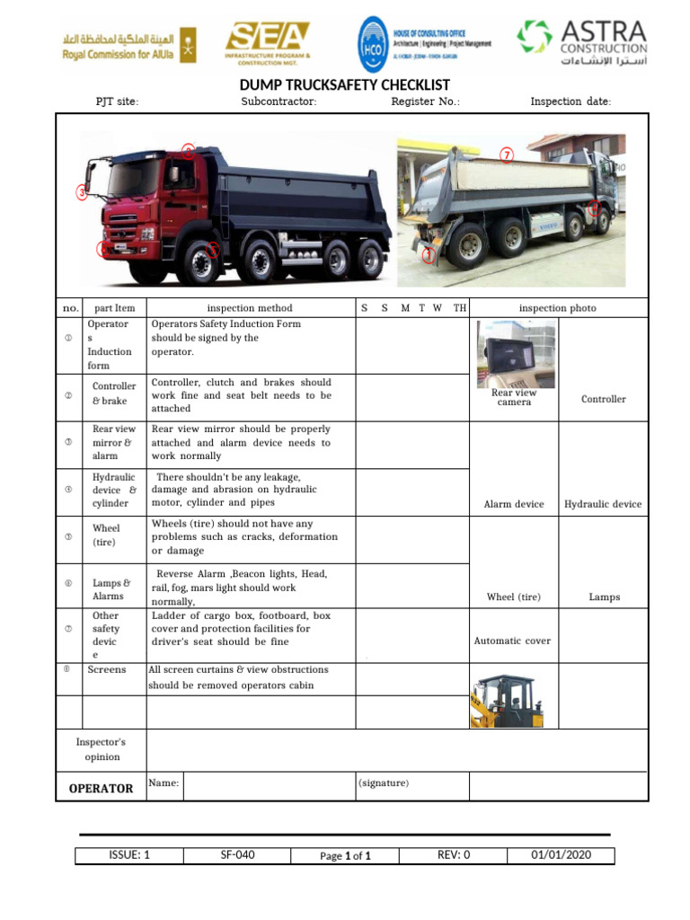 Dump Truck Checklist | PDF