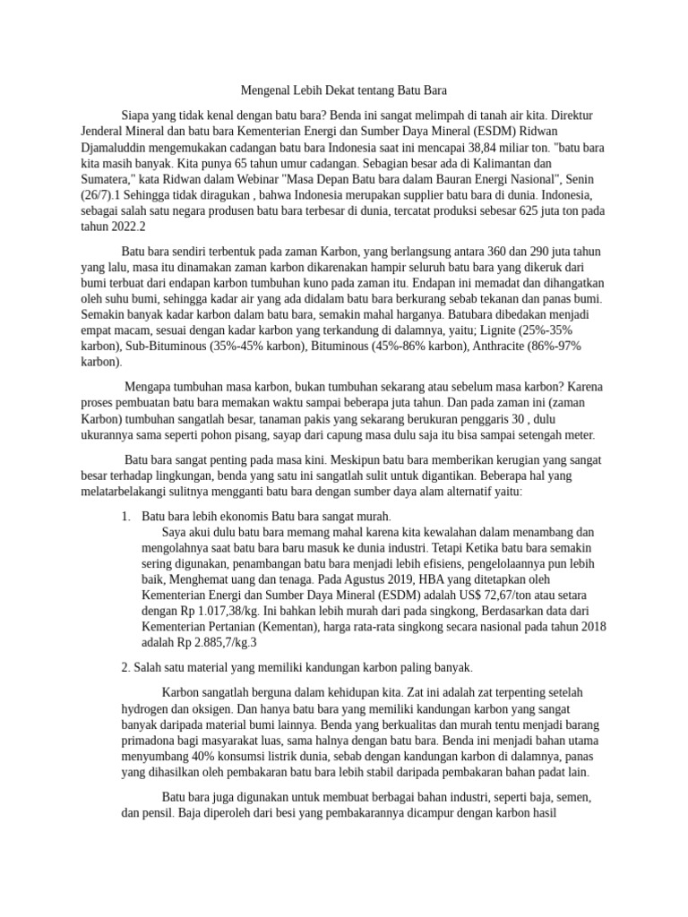 Mengenal Lebih Dekat Tentang Batu Bara | PDF