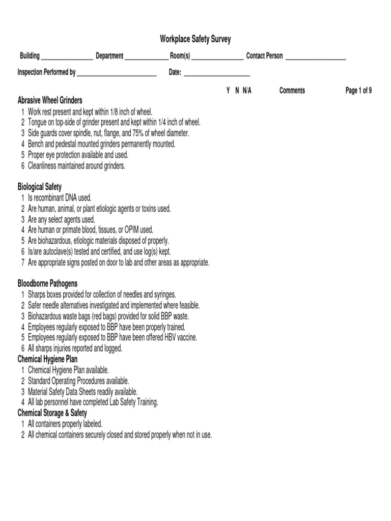 Workplace Safety Audit Checklist | PDF