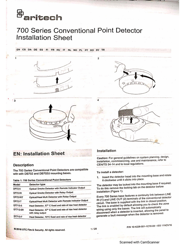 Aritech 700 Smoke Detector | PDF