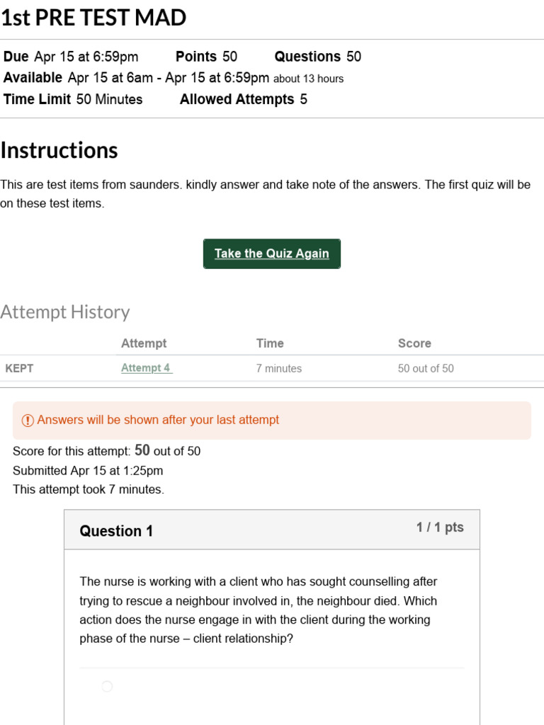 Pre Test Mad Answers PDF | PDF