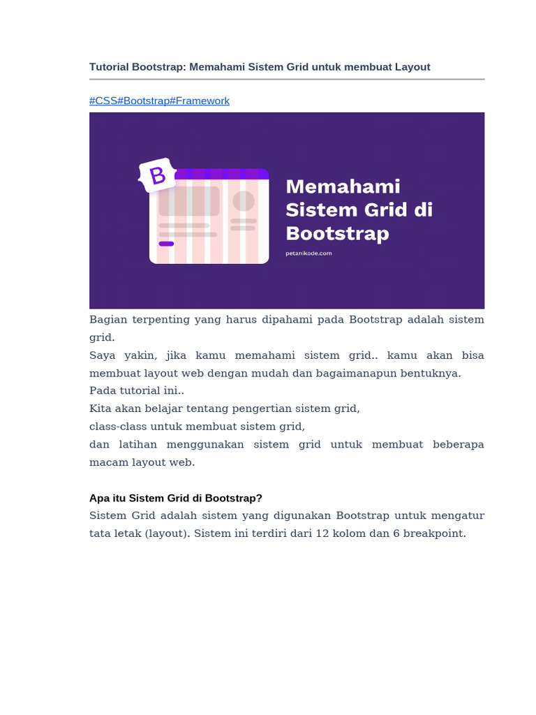 Tutorial Bootstrap: Sistem Grid dan Layout | PDF | Komputer
