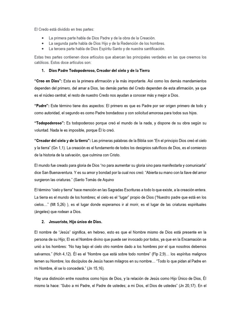 El Credo Está Dividido en Tres Partes | PDF
