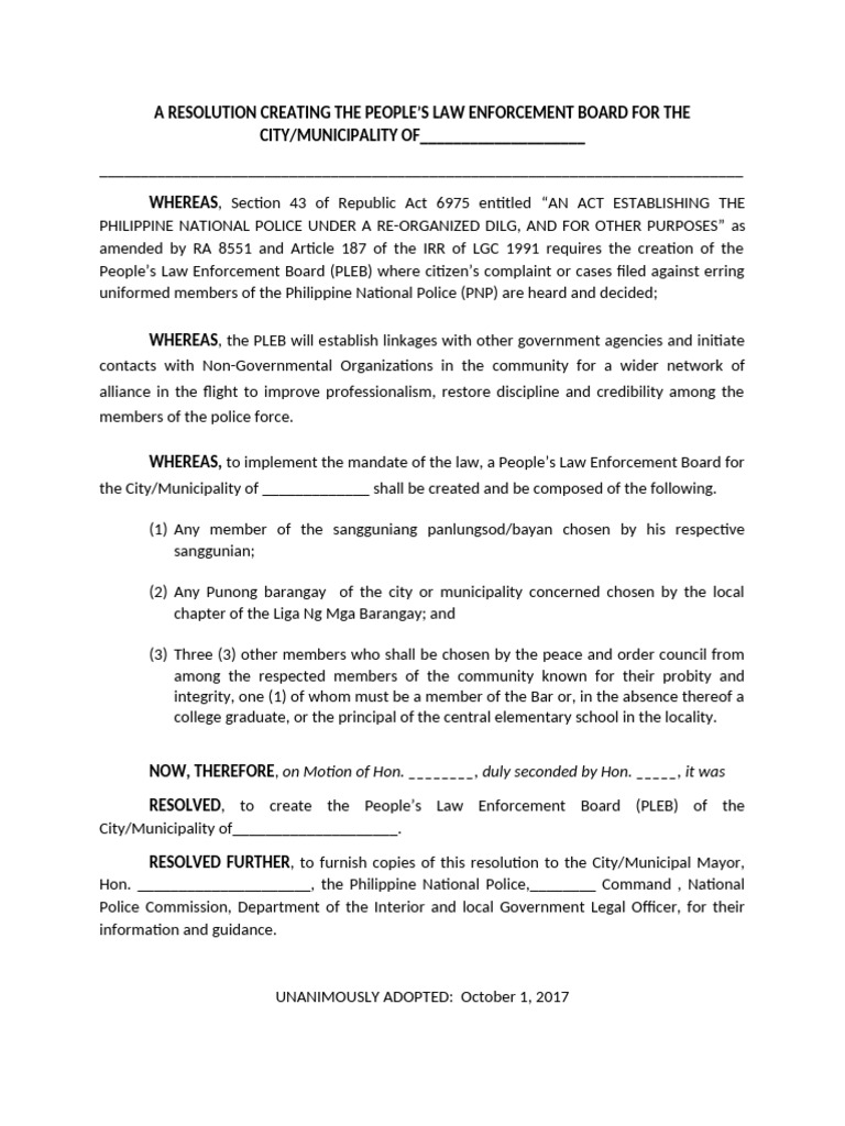 Resolution Creating Pleb | PDF