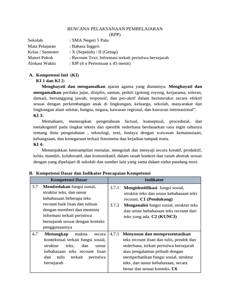 RPP Recount Text Miryam | PDF