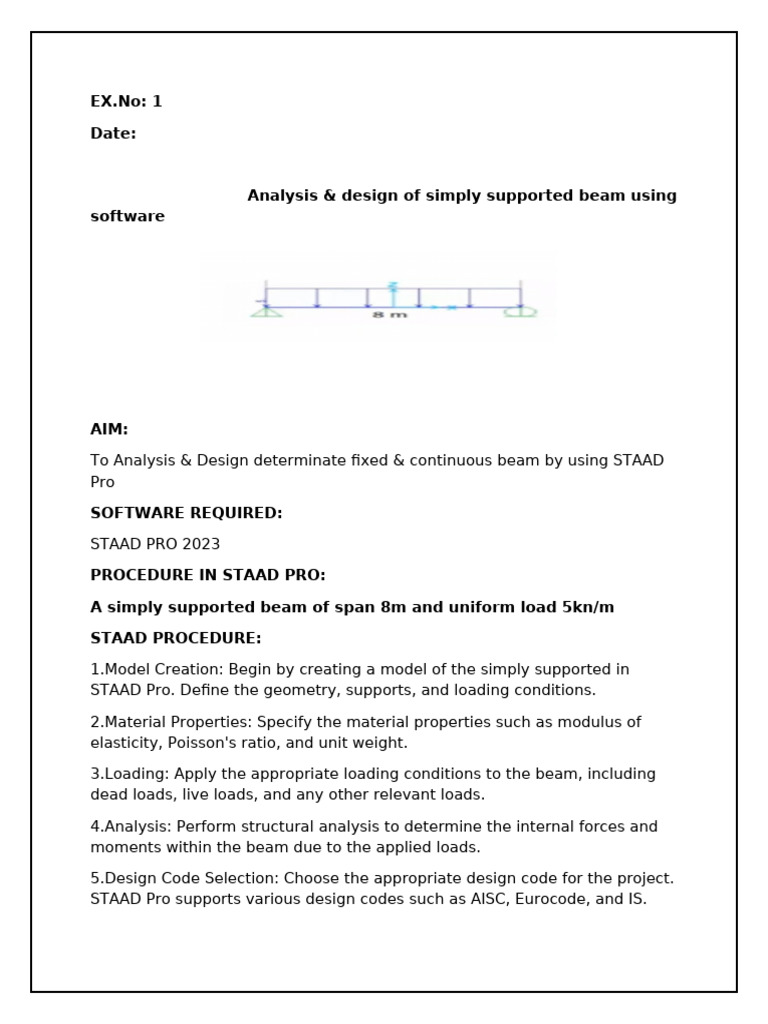 Staad Pro Lab Manual | PDF