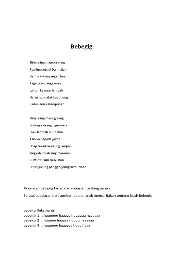 Bebegig Sukamantri Adaptasi Naskah by Amir | PDF