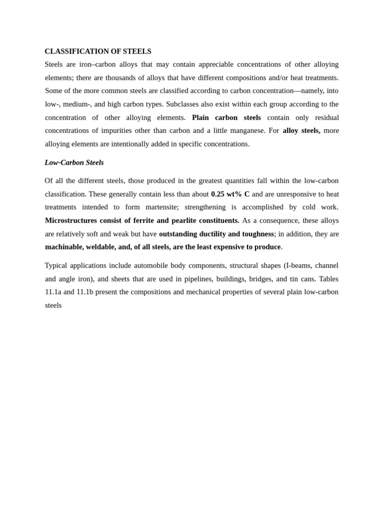 Classification Of Steels Pdf