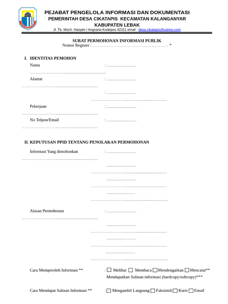 Form-Permohonan Informasi Publik | PDF