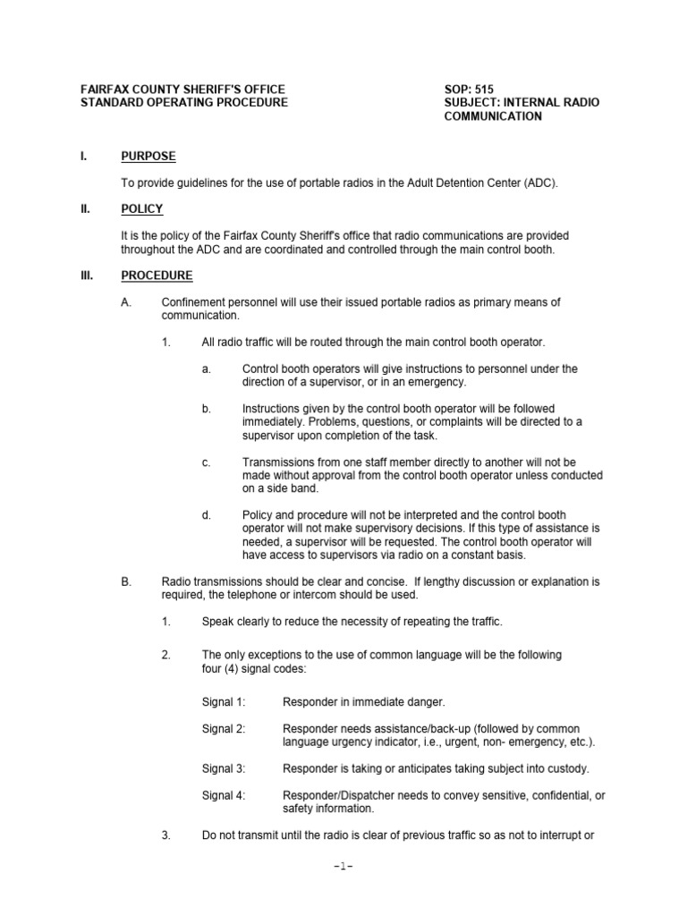 Sop 515 Internal Radio Communication | PDF