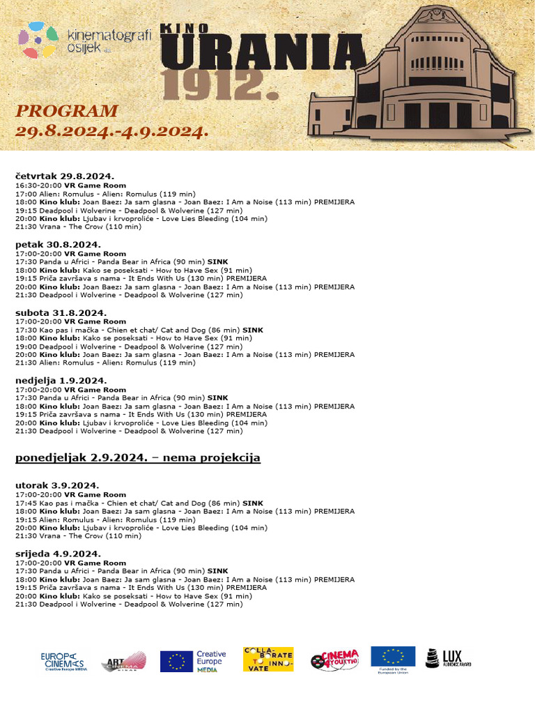 Program Kina Urania 29.8.-4.9.2024 | PDF