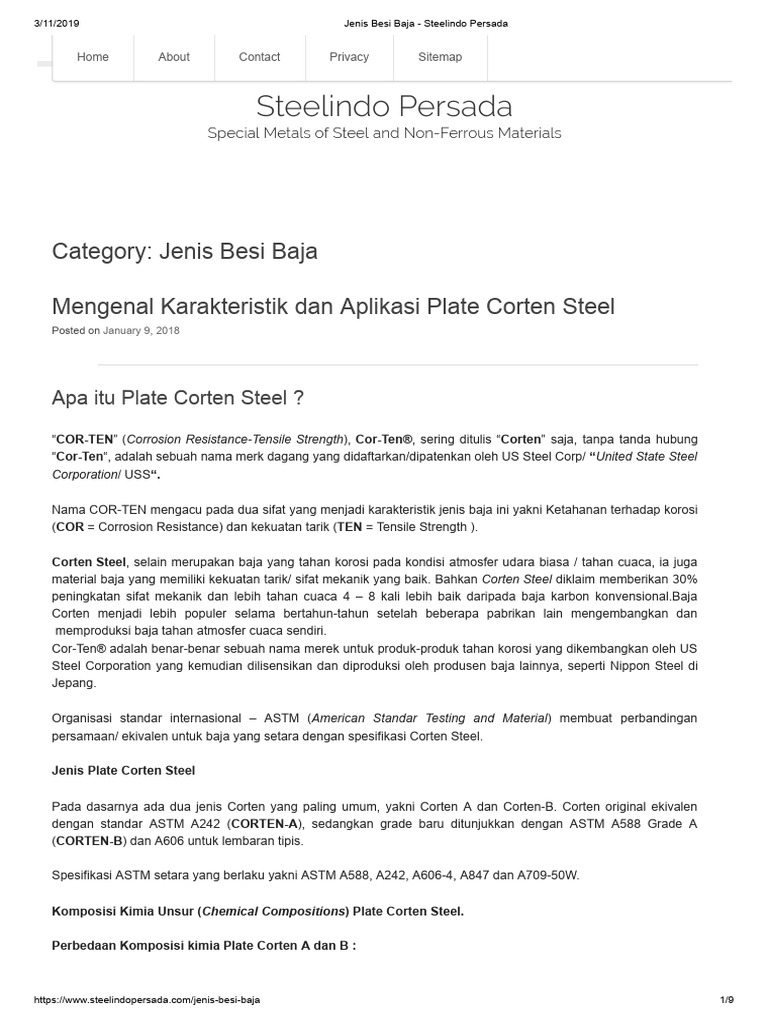 Jenis Besi Baja - Steelindo Persada | PDF