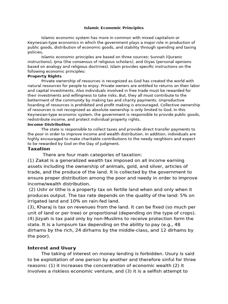 Islamic Economic Principles | PDF