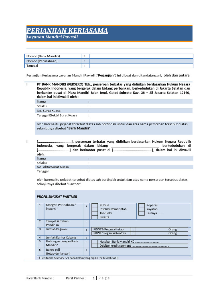 Template Final PKS Layanan Mandiri Payroll Send | PDF