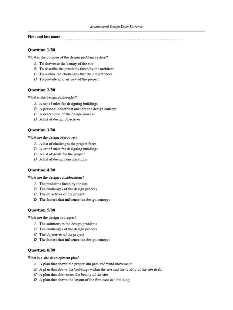 Architectural Design Exam Guide | PDF | Green Building | Sustainable Design