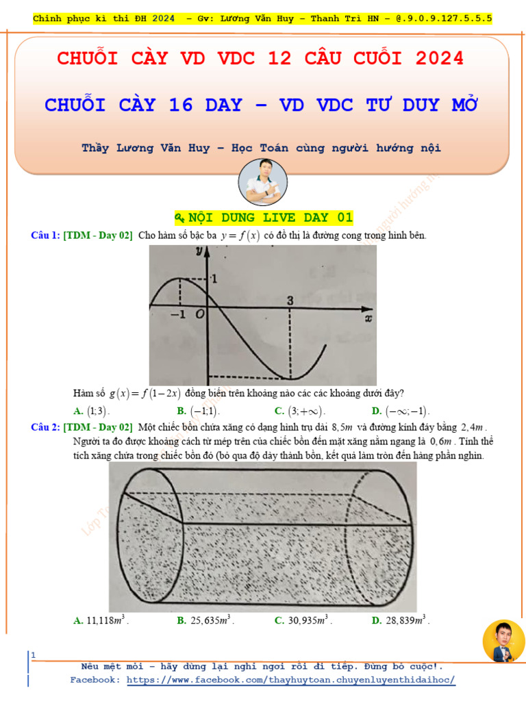 (LVH - TDM) - Chu I 16 Ngày Ôn VD VDC - Đ02 - Live | PDF