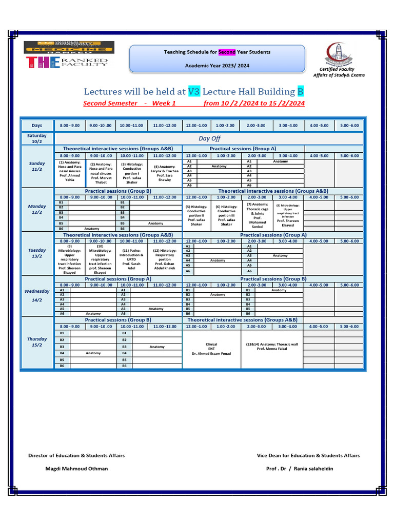 YR 2 Sem 2 Resp. Module Schedule 2024 | PDF