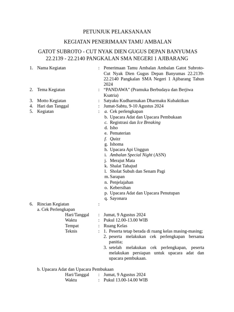 Juklak Pta 2024-1 | PDF