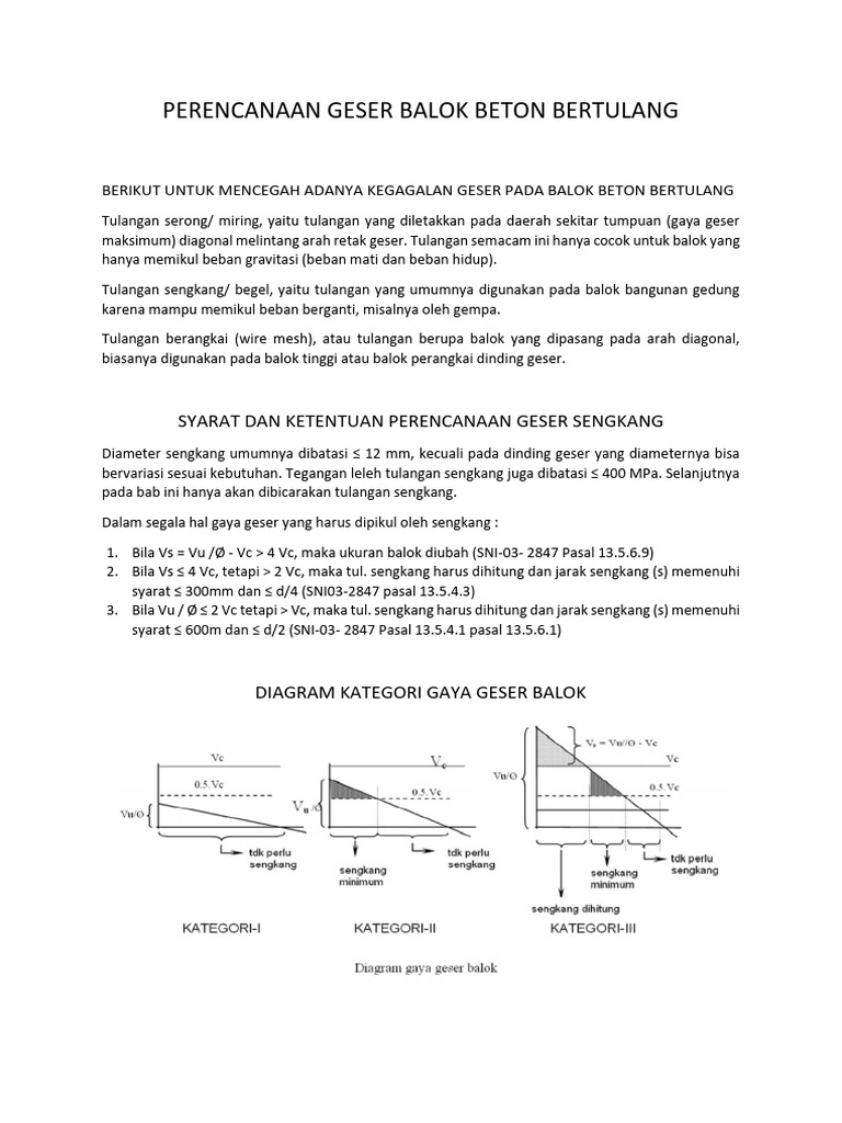 Perencanaan Geser Balok Beton Bertulang | PDF