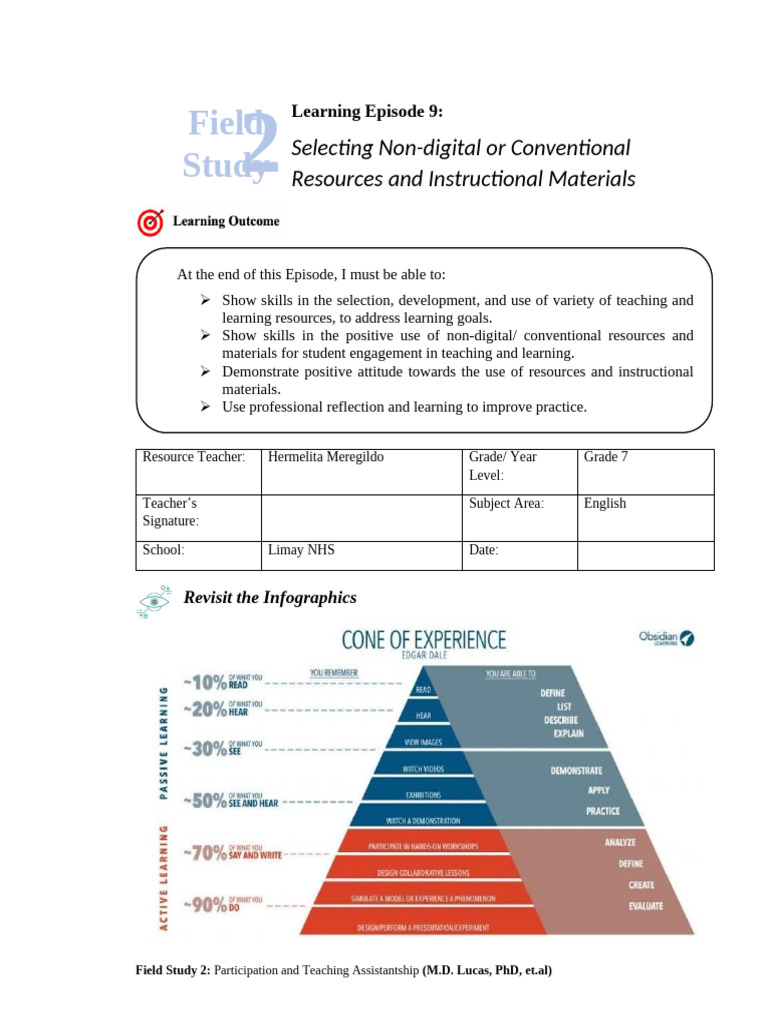 Learning Episode 9 Selecting Non Digital or Conventional Resources and ...
