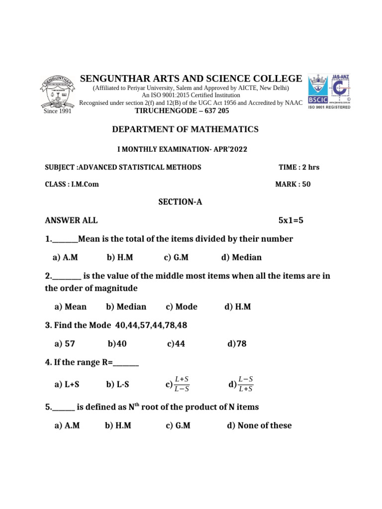 Advanced Statistics | PDF